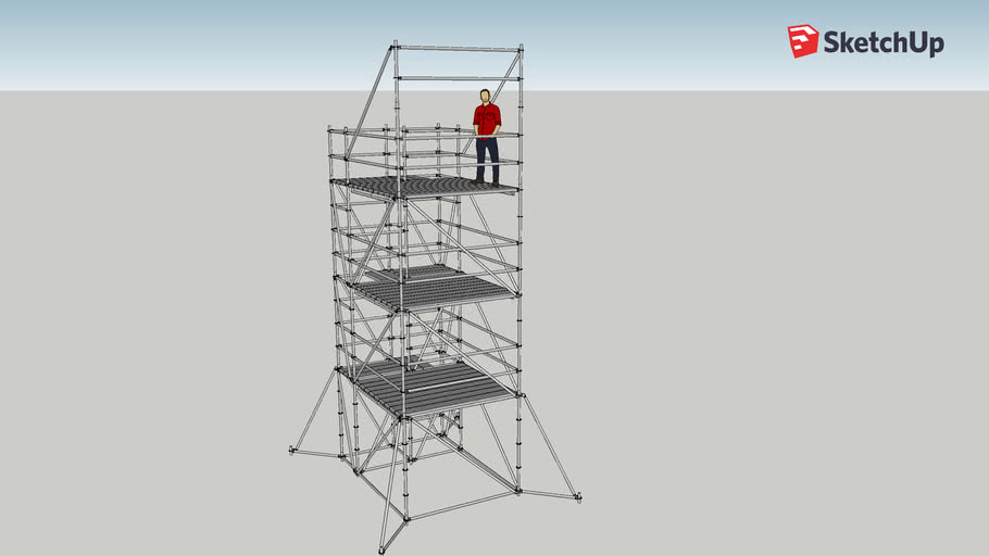 8x8 platform; Layher/ring-lock tower - no ladders - sign support | 3D ...