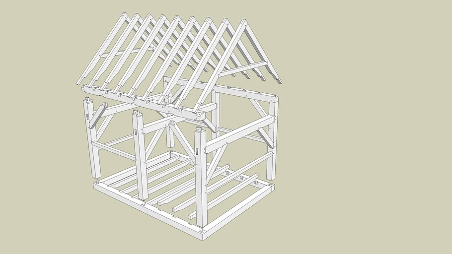 Timber Frame Small Garden Shed | 3D Warehouse