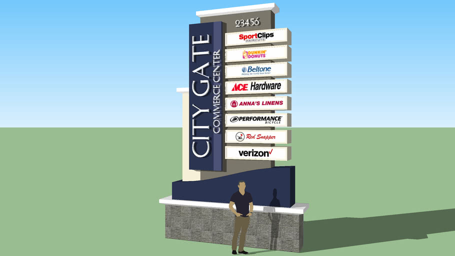 CONTEMPORARY PYLON SIGN DESIGN | 3D Warehouse