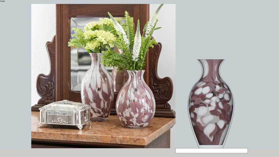 Vaso 67 Multicor Branco e Roxo - Murano Cristais Cadoro | 3D Warehouse