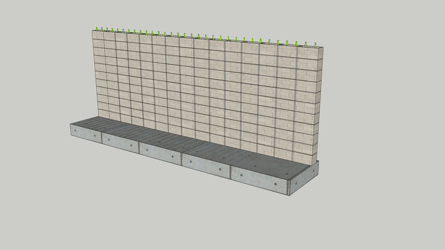 Retaining Wall with Reinforced Block Wall & Slab | 3D Warehouse