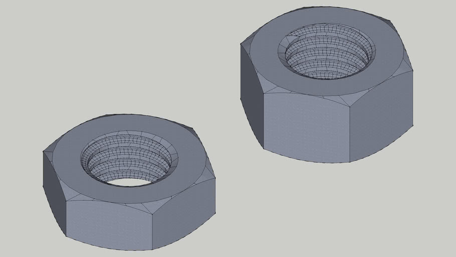 Tuerca exagonal M12 DIN 934 y DIN 936 rebajada | 3D Warehouse