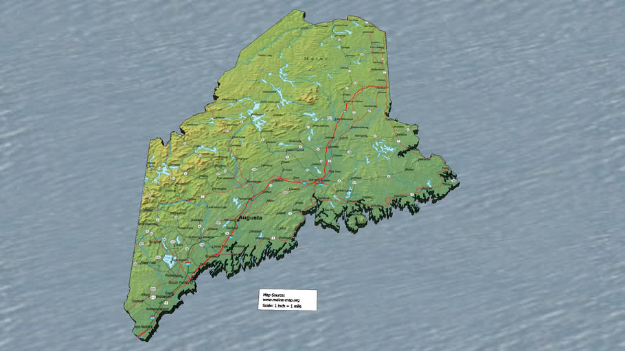 Maine Map Tracing with Detailed Map Texture | 3D Warehouse