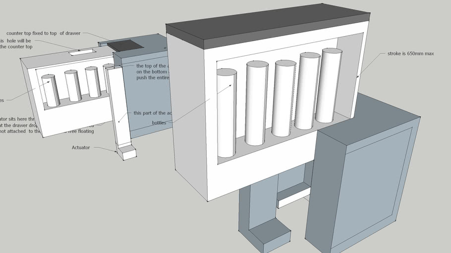 Motorized secret bottle vertical pop up drawer using a Linear Actuator ...