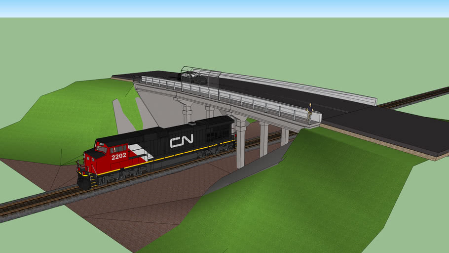 2 Lane Highway Bridge Over Railroad | 3D Warehouse