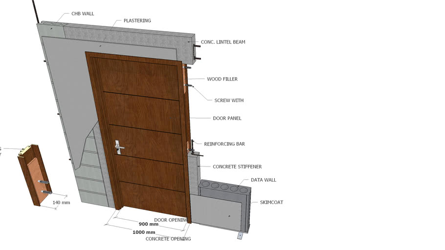 WOOD DOOR-JAMB-CASING-LOCK assembly | 3D Warehouse