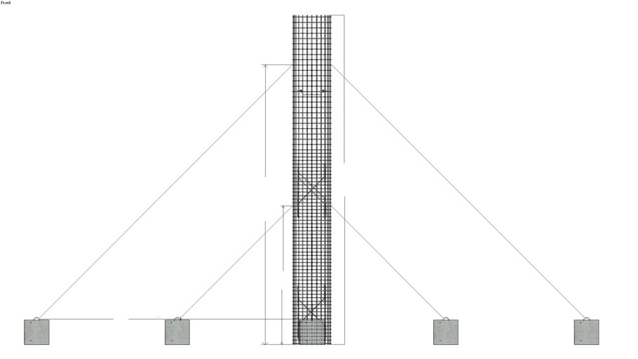 Rebar column 40 ft Tall x 4ft Diameter with 8 Guy wires at 45 degree ...