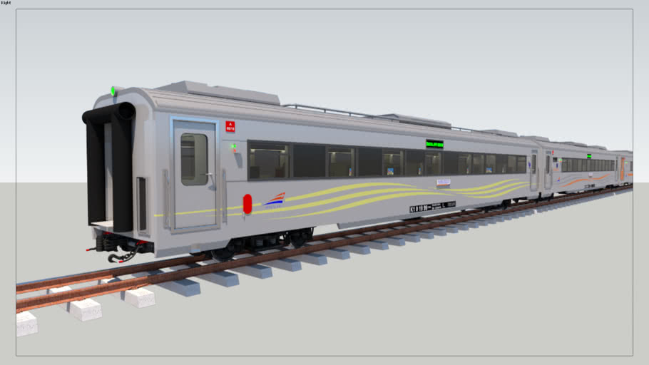 Kereta Stainless Steel Indonesian Passenger Car Train | 3D Warehouse