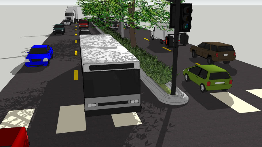 Street with vehicles and Better traffic signals. | 3D Warehouse