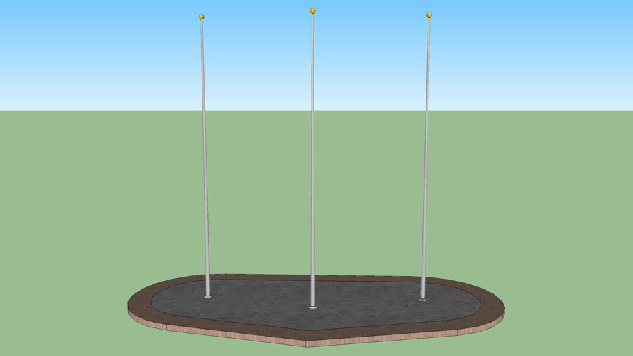 Flag pole with flag stones | 3D Warehouse