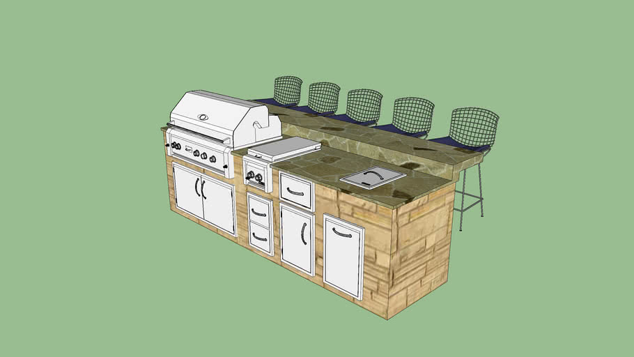 BBQ Counter with raised countertop | 3D Warehouse