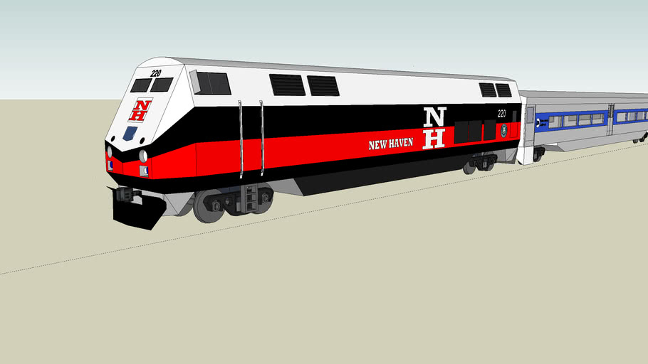 NYNHH genesis locomotive with 7 shoreliner cars (Metro North) | 3D ...