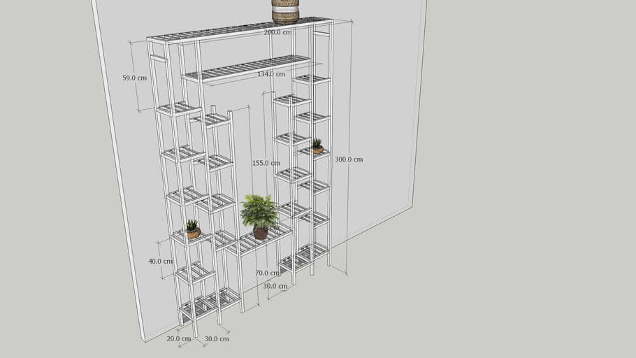 Rak Bunga 300x30x200cm | 3D Warehouse