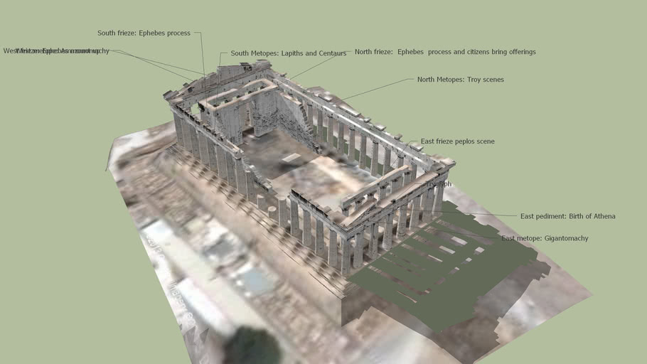 Parthenon, labelled | 3D Warehouse