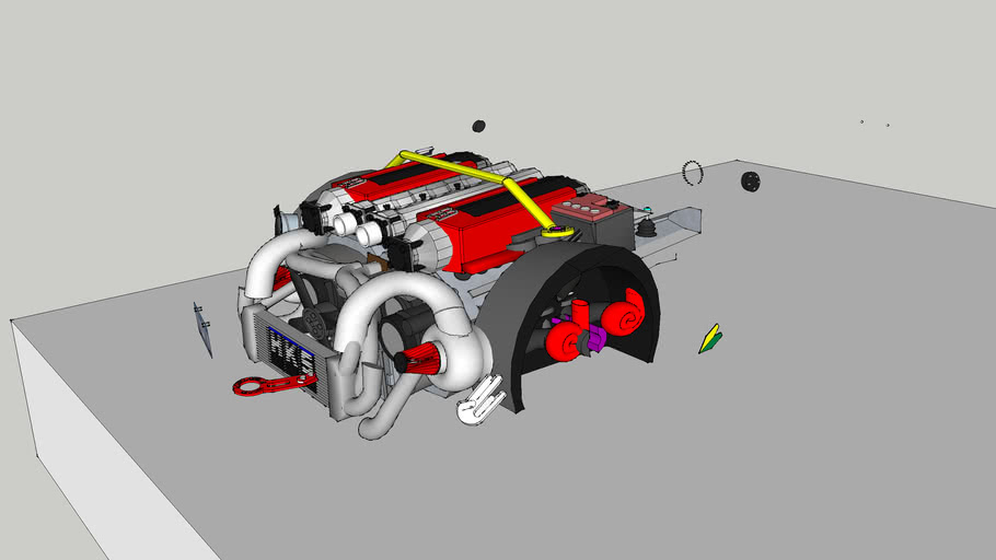 Bugatti engine with twin turbo | 3D Warehouse