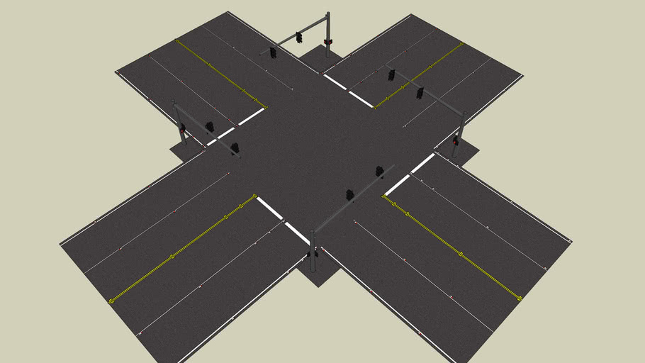 4 Way Intersection 4 Lanes | 3D Warehouse