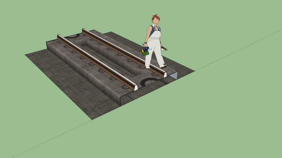 Rail sleeper, slab type with hole, 1067mm gauge | 3D Warehouse