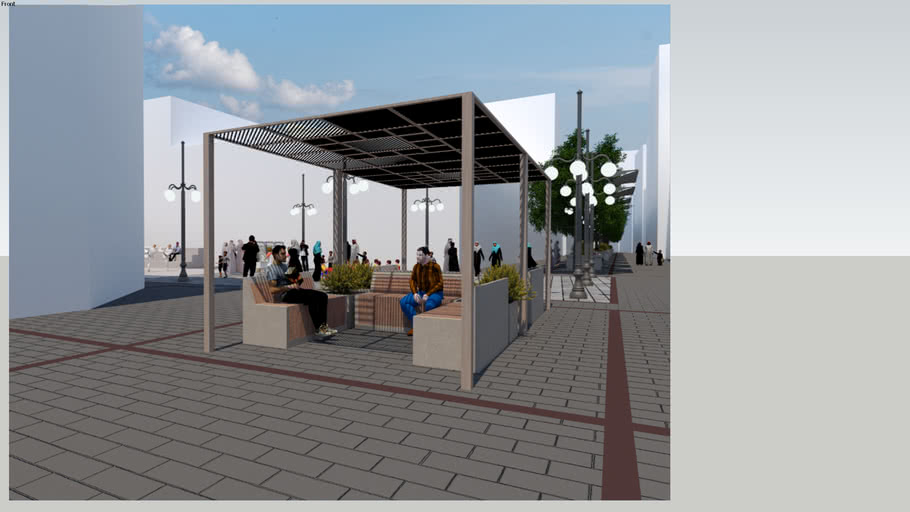 traditional design of shade with seats | 3D Warehouse