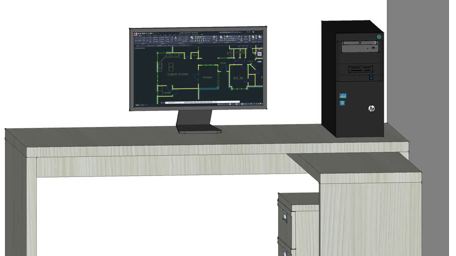 meja kerja_komputer_working table_computer | 3D Warehouse