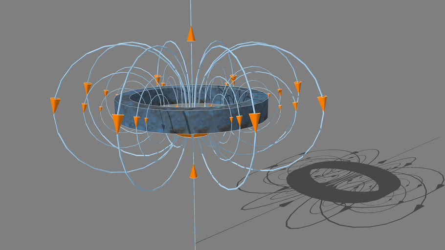 Magnetic field lines in a ring magnet - đường sức từ của nam châm vòng ...