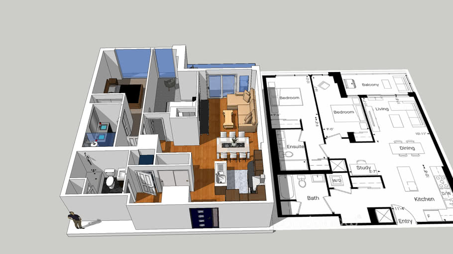 Modern Condo Derived from Existing Floor Plan | 3D Warehouse