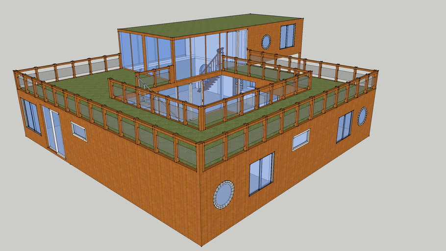 Shipping Container House with Courtyard | 3D Warehouse