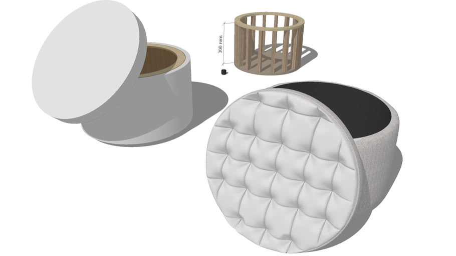 OTTOMAN STORAGE BOX And Wooden Skeleton Structure | 3D Warehouse